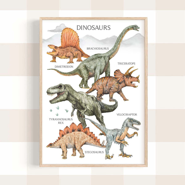 Pip+Phee Jurassic Dinosaur Chart Art Print – pipandphee.au