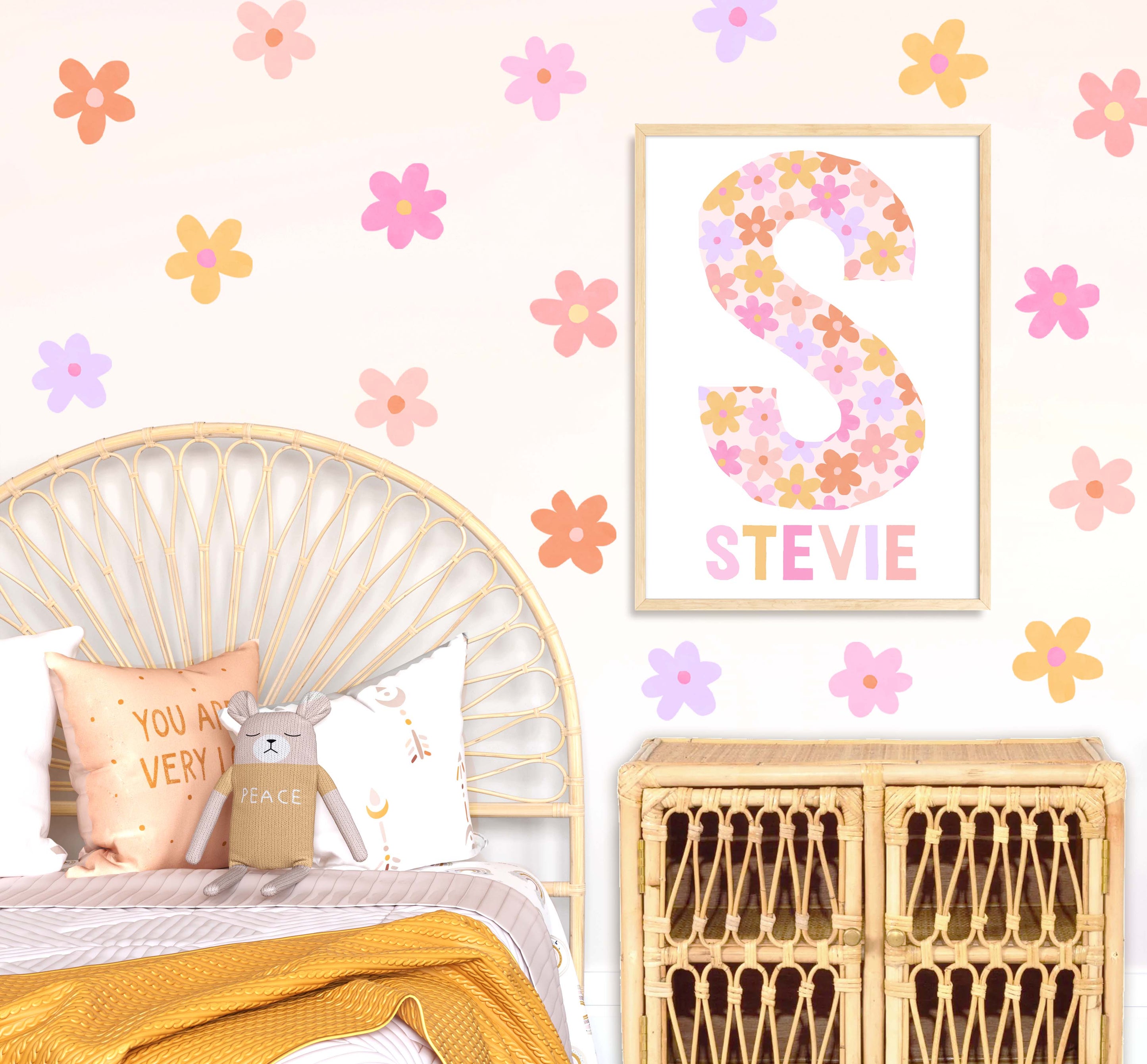 Pip+Phee Personalised Daisy Name Art Print - Bright – pipandphee.au