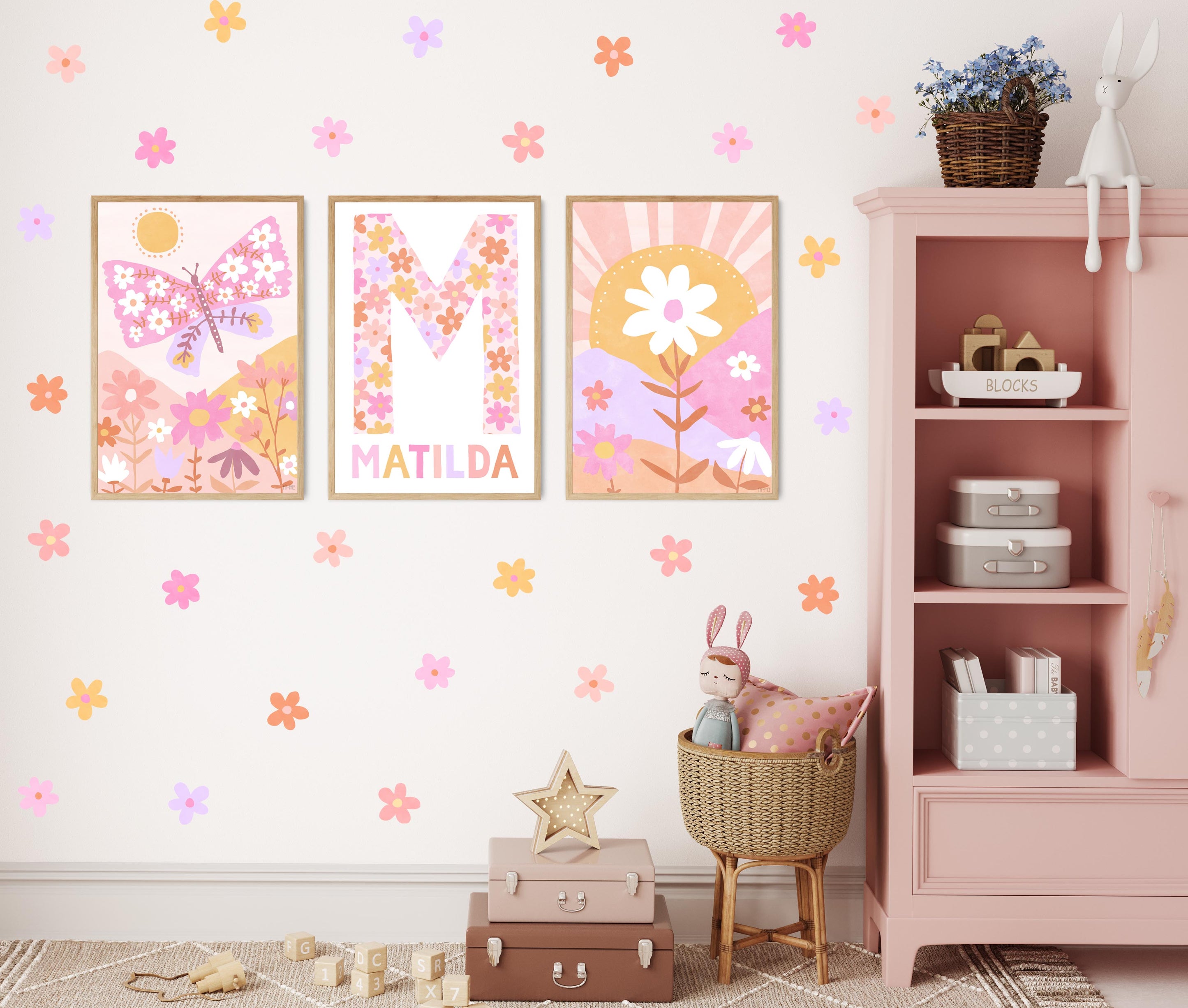 Pip+Phee Personalised Daisy Name Art Print - Bright – pipandphee.au