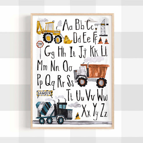 Pip+Phee Construction Truck Alphabet Art Print – pipandphee.au