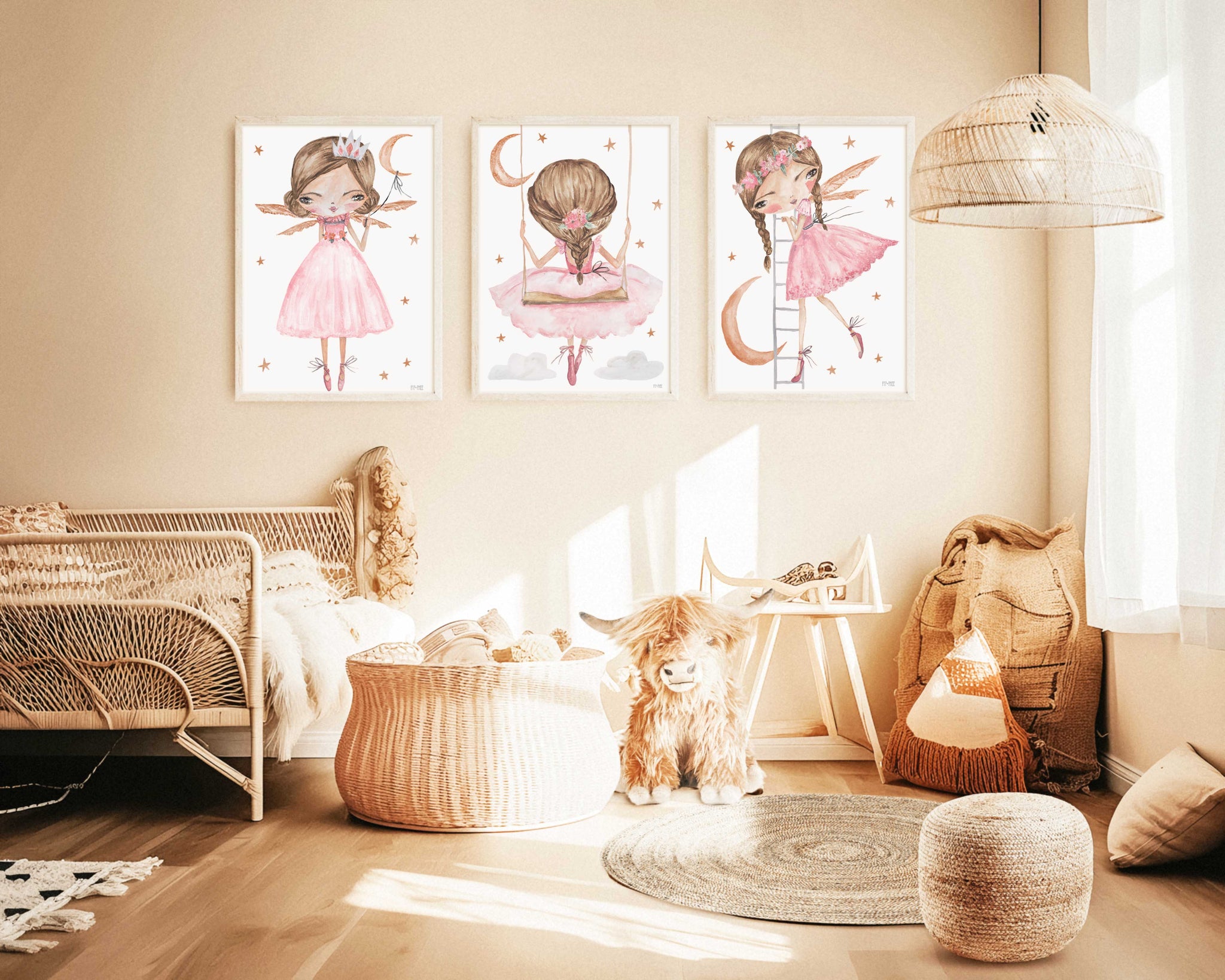 Pip+Phee Pink Princess Moon Ladder Art Print – pipandphee.au