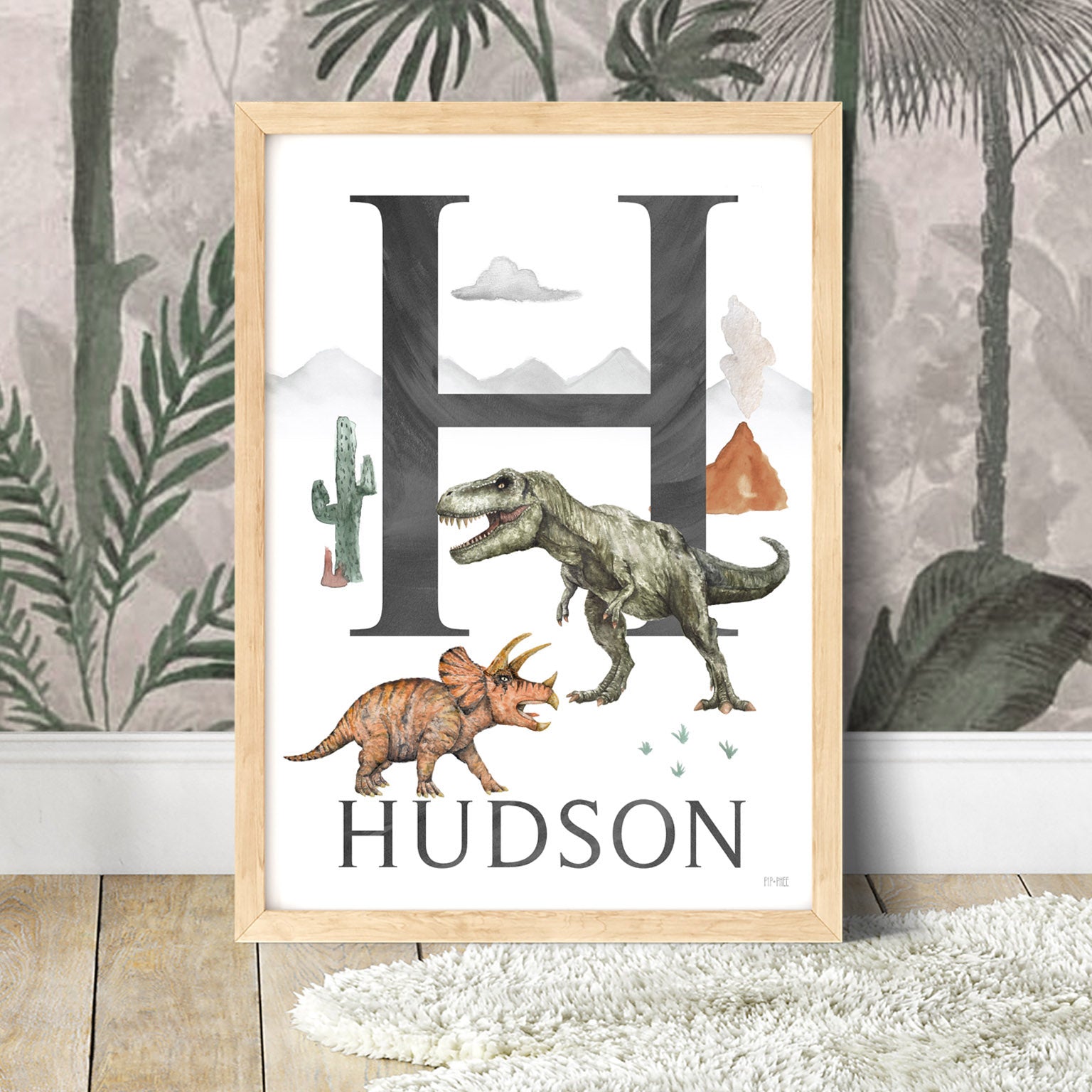 Pip+Phee Jurassic Dinosaur Name Art Print – pipandphee.au