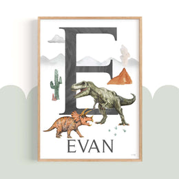 Pip+Phee Jurassic Dinosaur Name Art Print – pipandphee.au